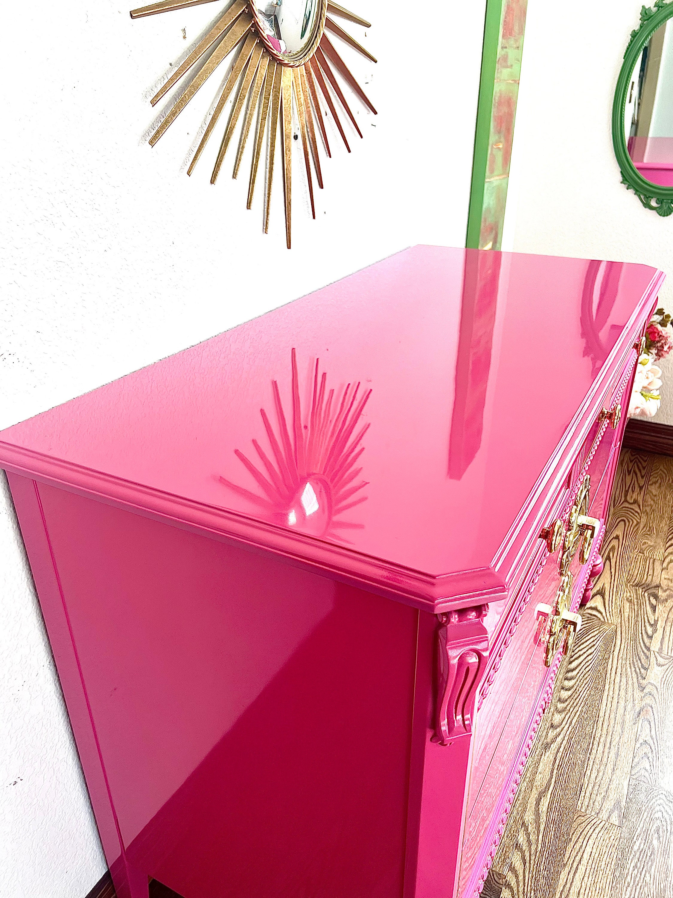 Vintage Hot Pink Hollywood Regency Dresser/buffet/credenza, Storage ...