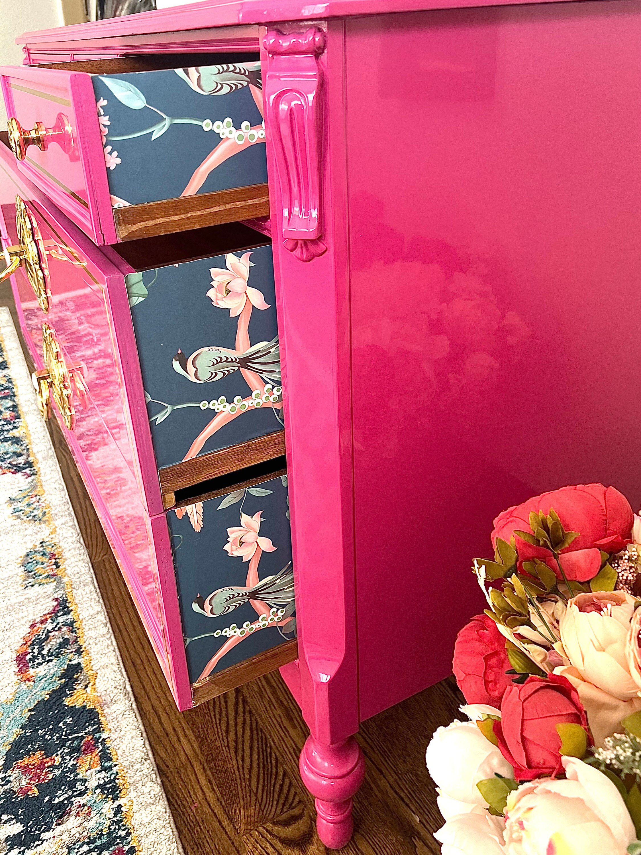 Vintage Hot Pink Hollywood Regency Dresser/buffet/credenza, Storage ...