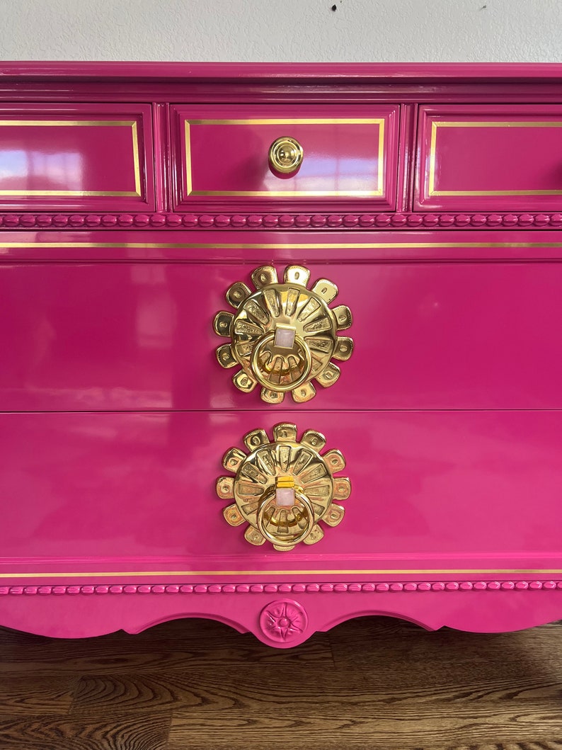 Vintage Hot Pink Hollywood Regency Dresser/buffet/credenza, Storage ...