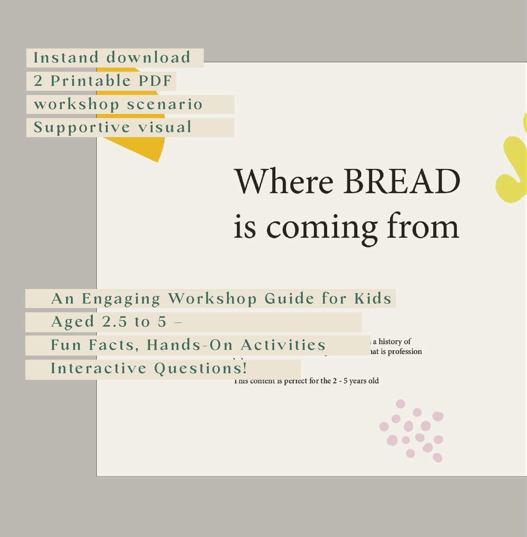 Bread History Workshop Guide for Kids: Hands-on Activities (printable ...
