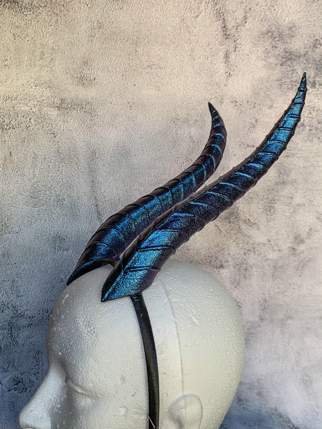 Large Blue-purple Colorshifting Metallic Cosplay Horns With Headband - Etsy