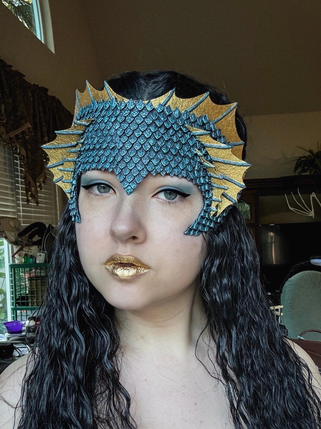 Handmade Siren Mask, Golden Fins, Wearable Art - Etsy