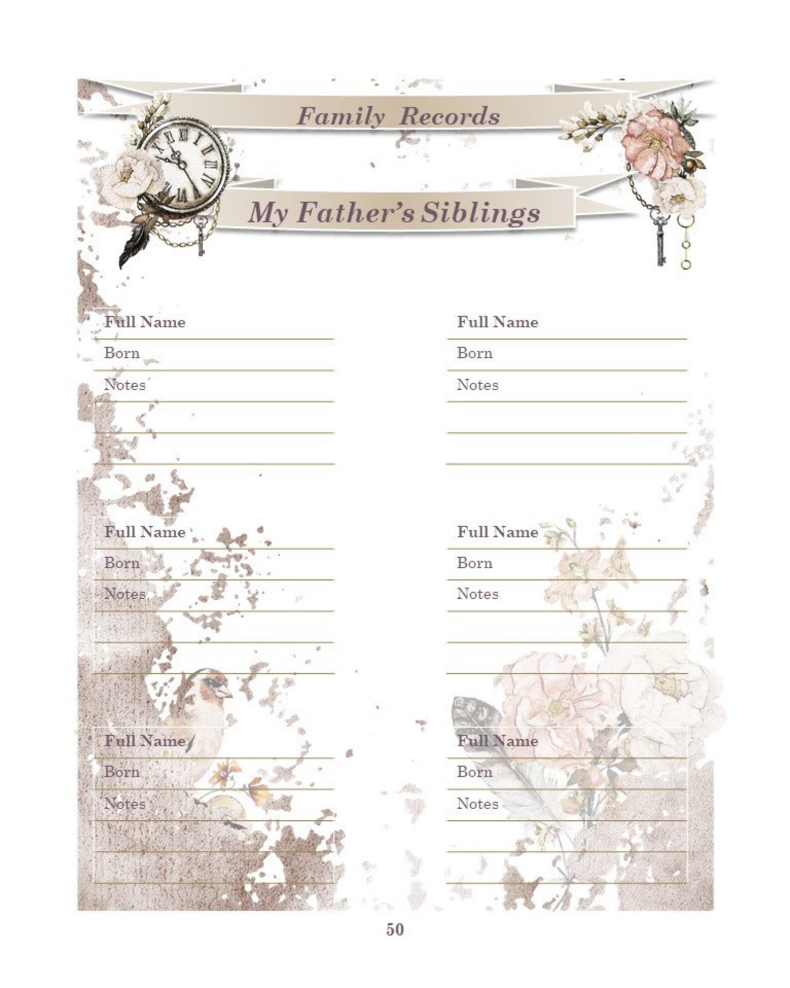 My Family History PDF Printable Family History 8.5 X 11 - Etsy