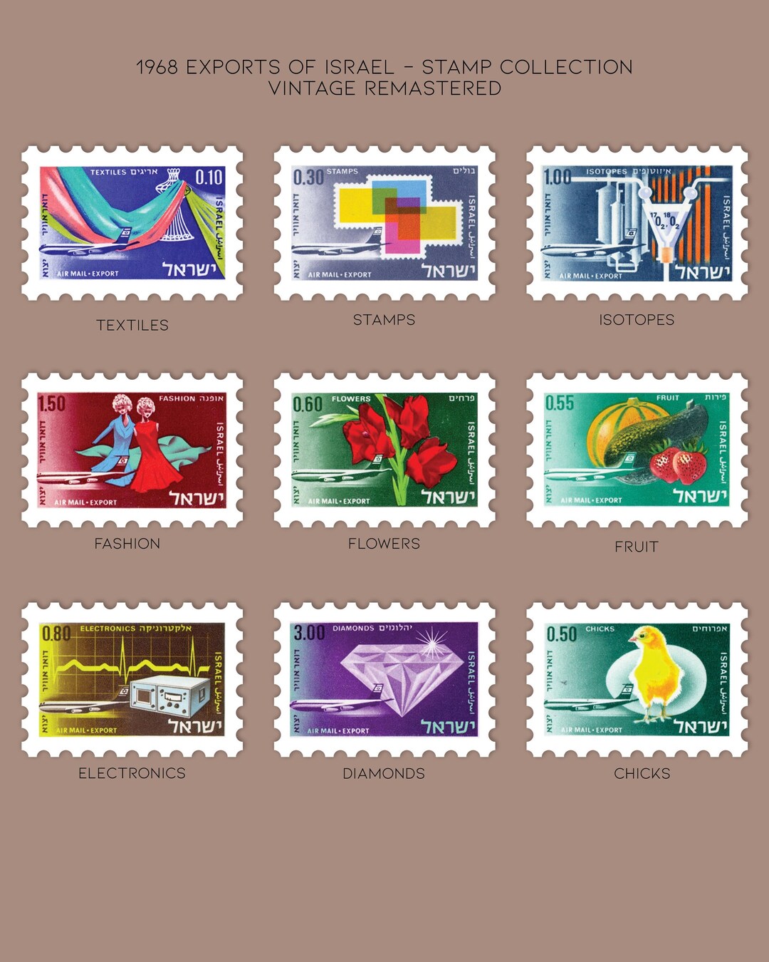 Vintage 1968 Israel Stamp Collection Sticker Pack Oswald Adler Renewed ...