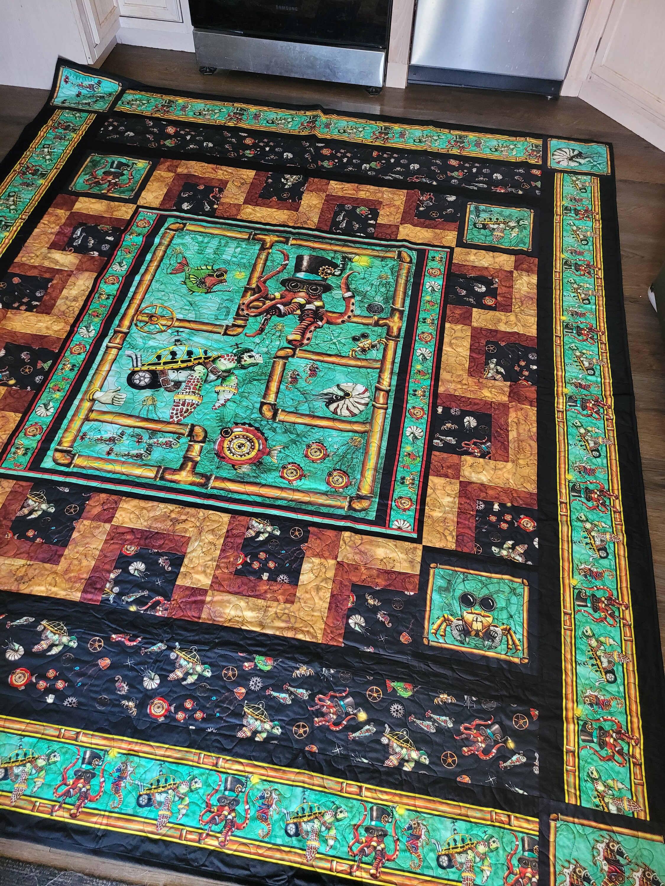 Steampunk Aquatic Quilt - Etsy