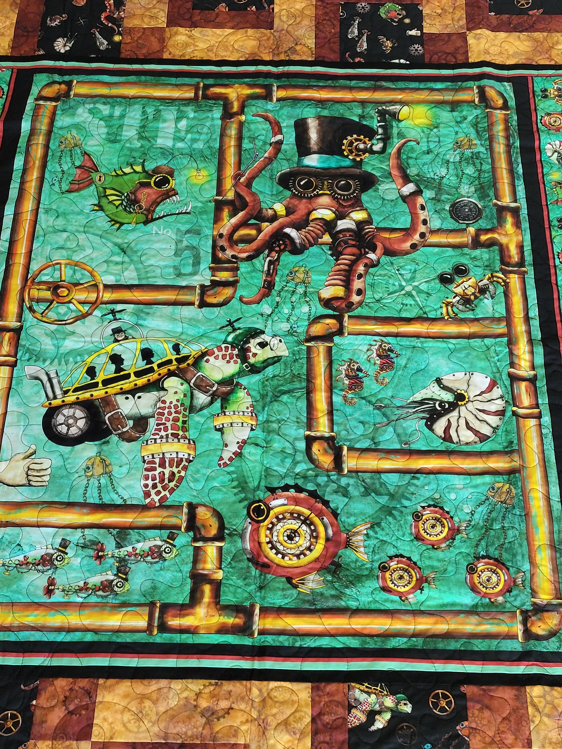 Steampunk Aquatic Quilt - Etsy