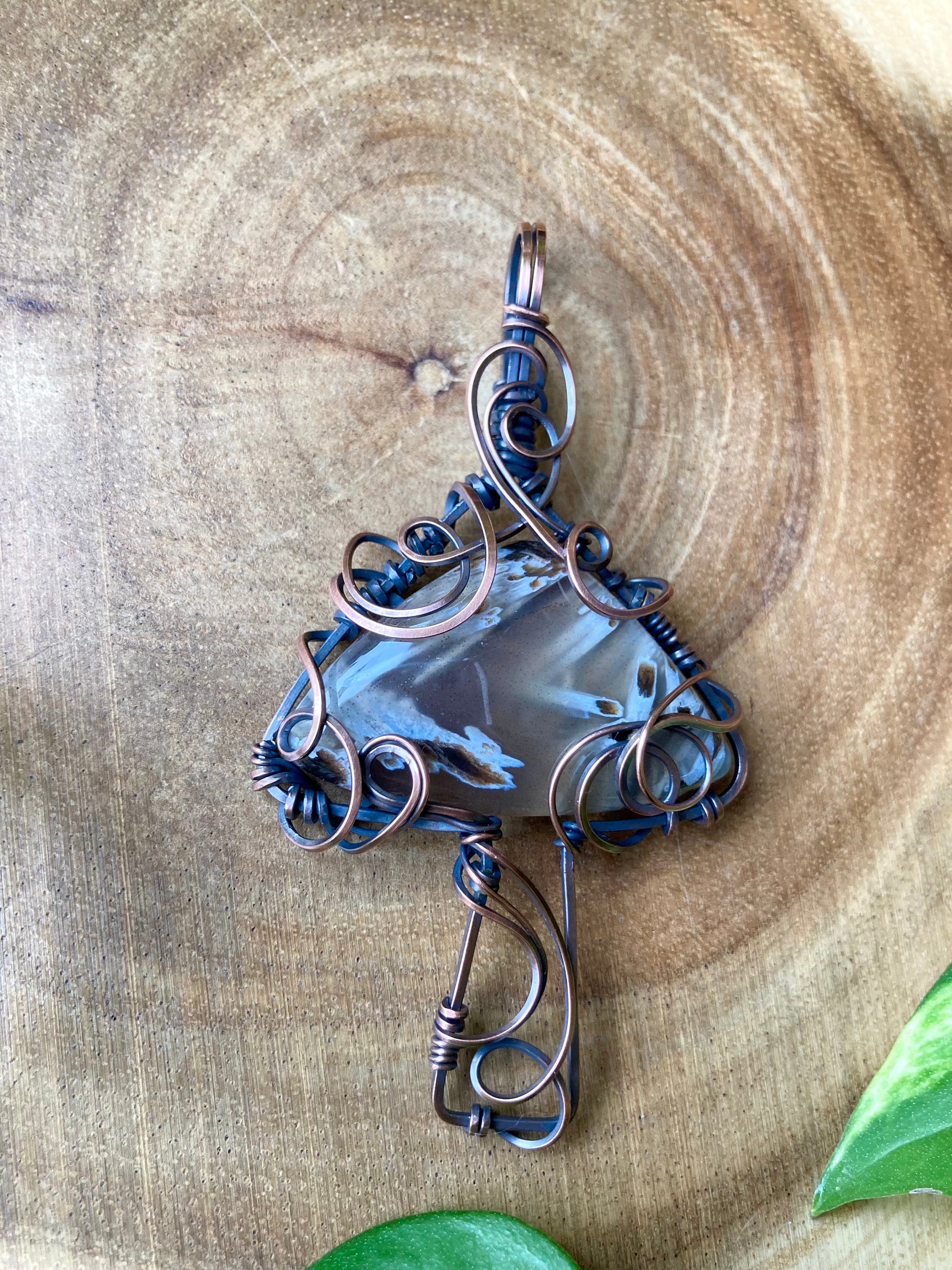 Turkish Stick Agate | Copper Wire Wrapped Necklace - Wire Wrapped ...