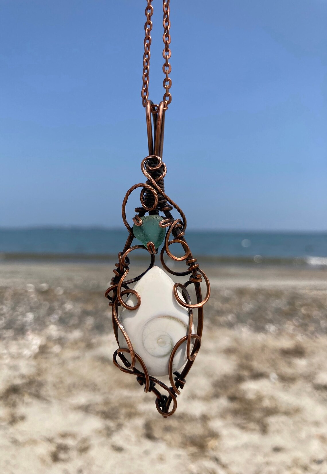 Shiva Shell | Seaglass - Copper Pendant - Wire Wrapped Pendant - Beach ...