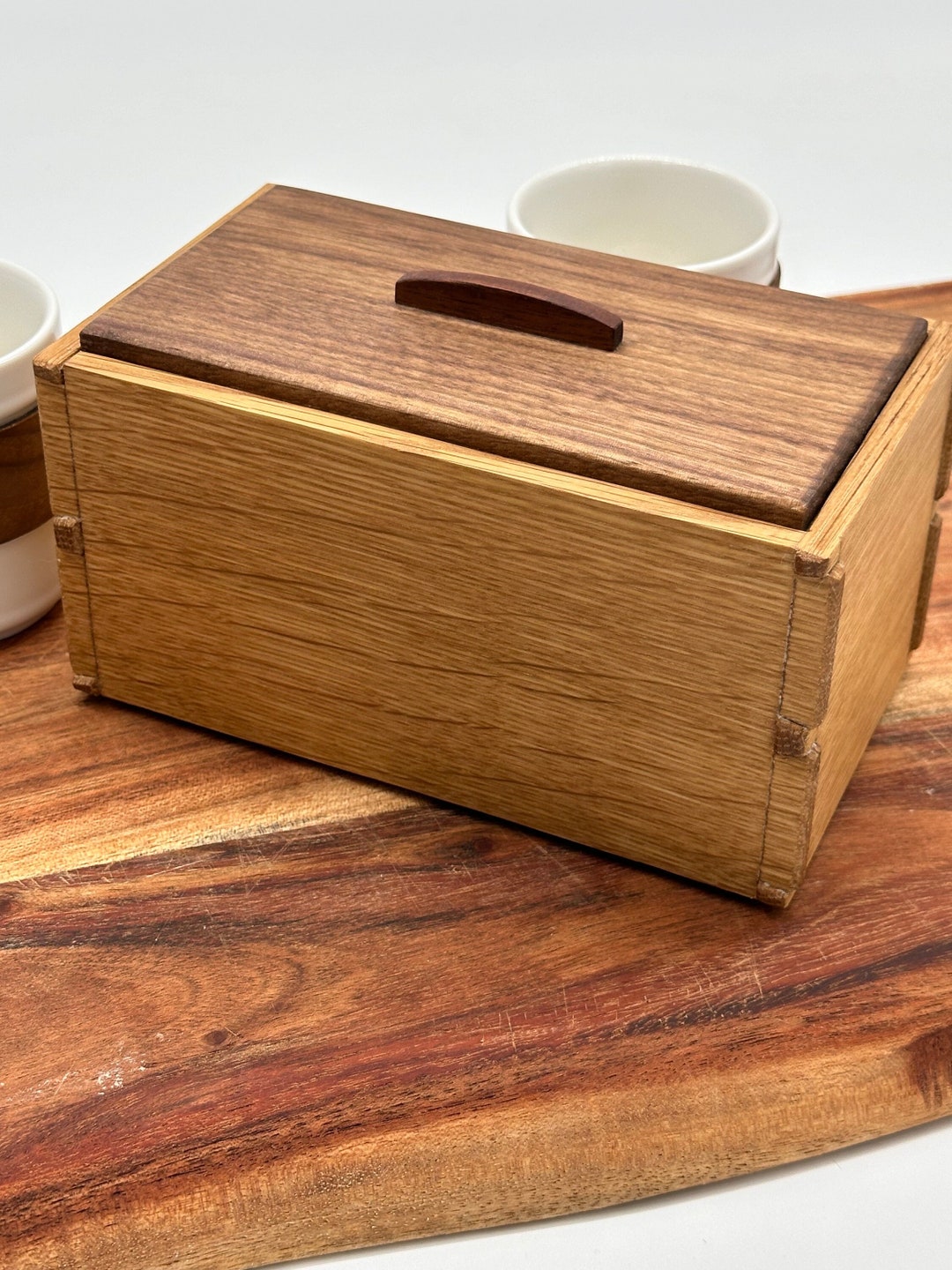 Quartersawn White Oak & Walnut Tea Box With Walnut Lid | Keepsake Box ...
