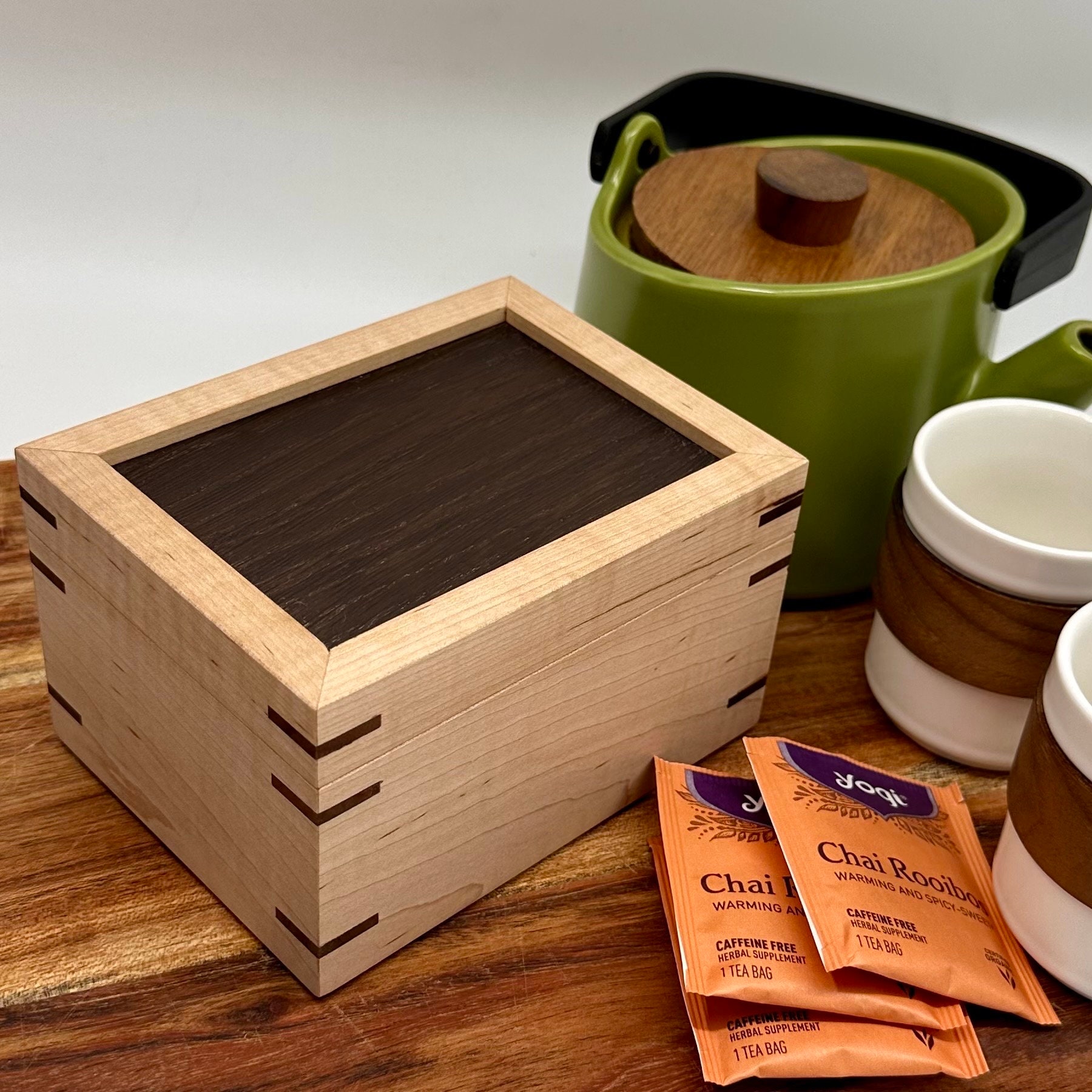Curly Maple & Walnut Tea Box With Lid | Keepsake Box | Gift Box | Valet ...