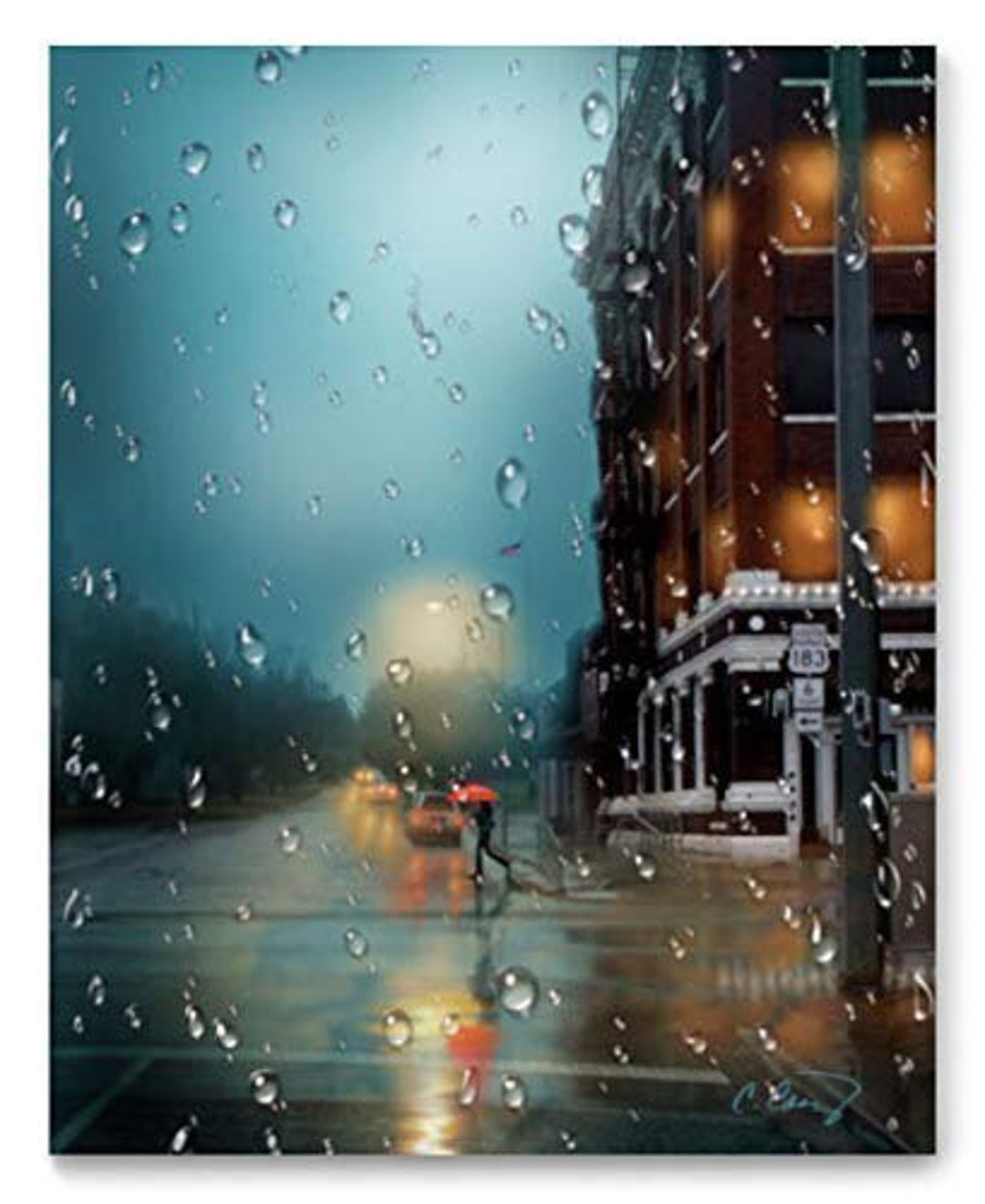 Rainy City Street Art Print From Original Art by Cheryl Casey, 6th ...