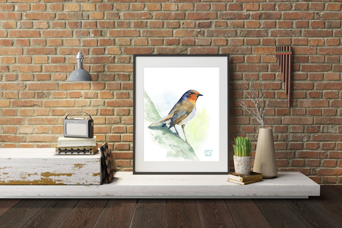 Robin Watercolor Bird Art Print by Cheryl Casey - Etsy
