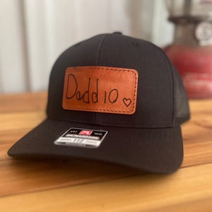 Custom Handwriting Leather Patch Hat, Richardson 112, Father's Day ...