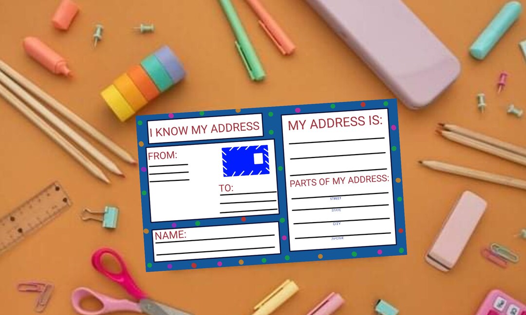 I Know My Address Worksheet,homeschooling, Learning Activity. - Etsy