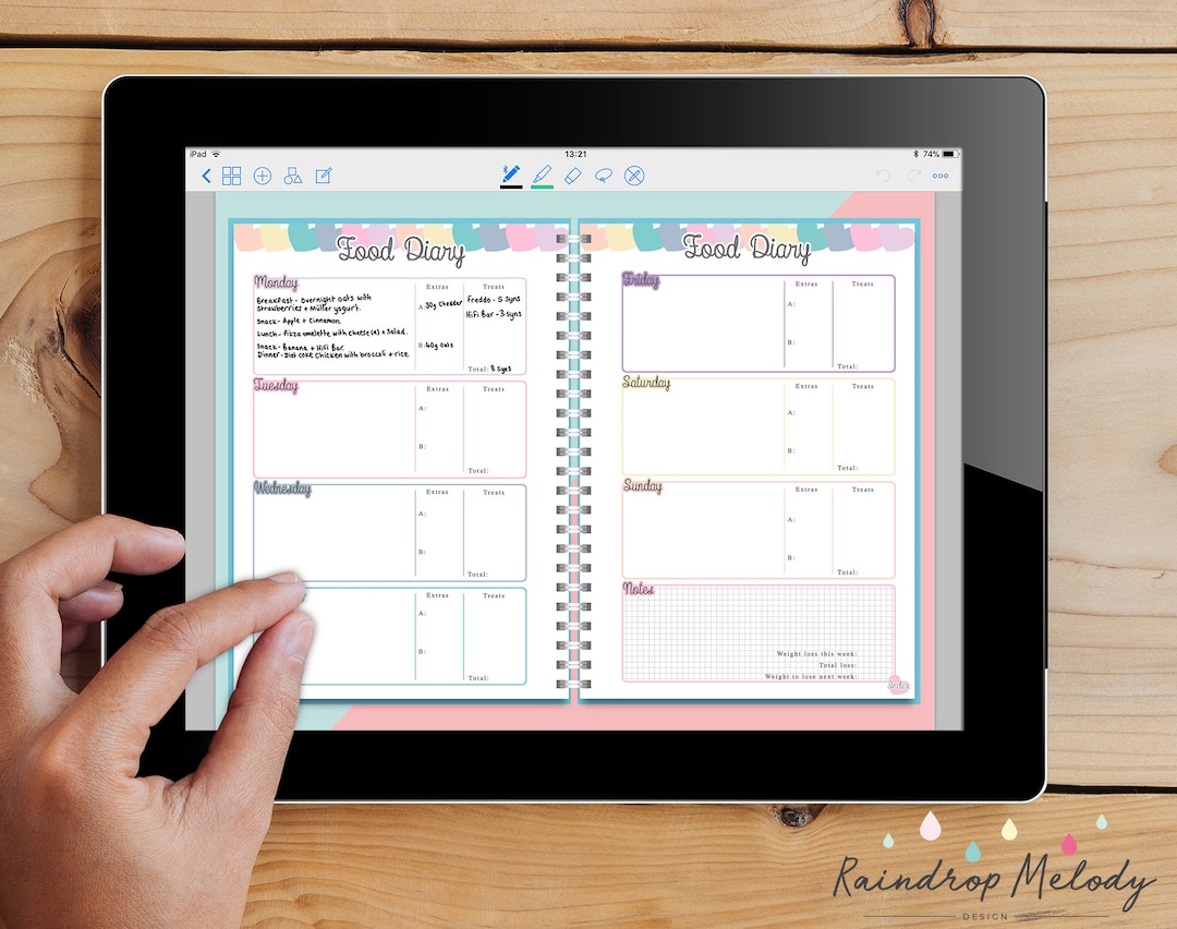 Digital Slimming Diary Planner - Goodnotes - iPad - iPhone - Etsy