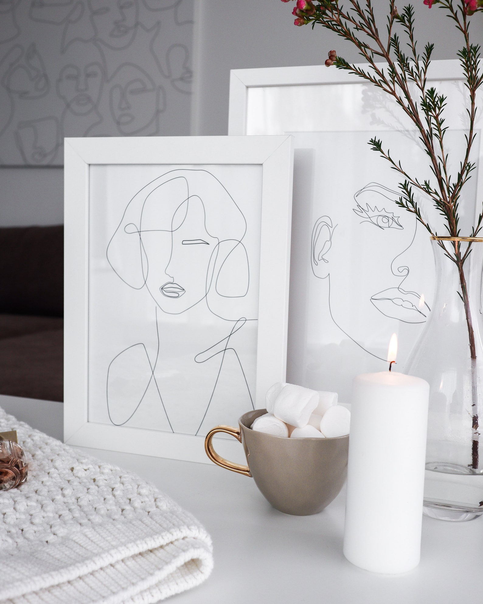 Face Outline Printable One Line Drawing Print Feminist | Etsy