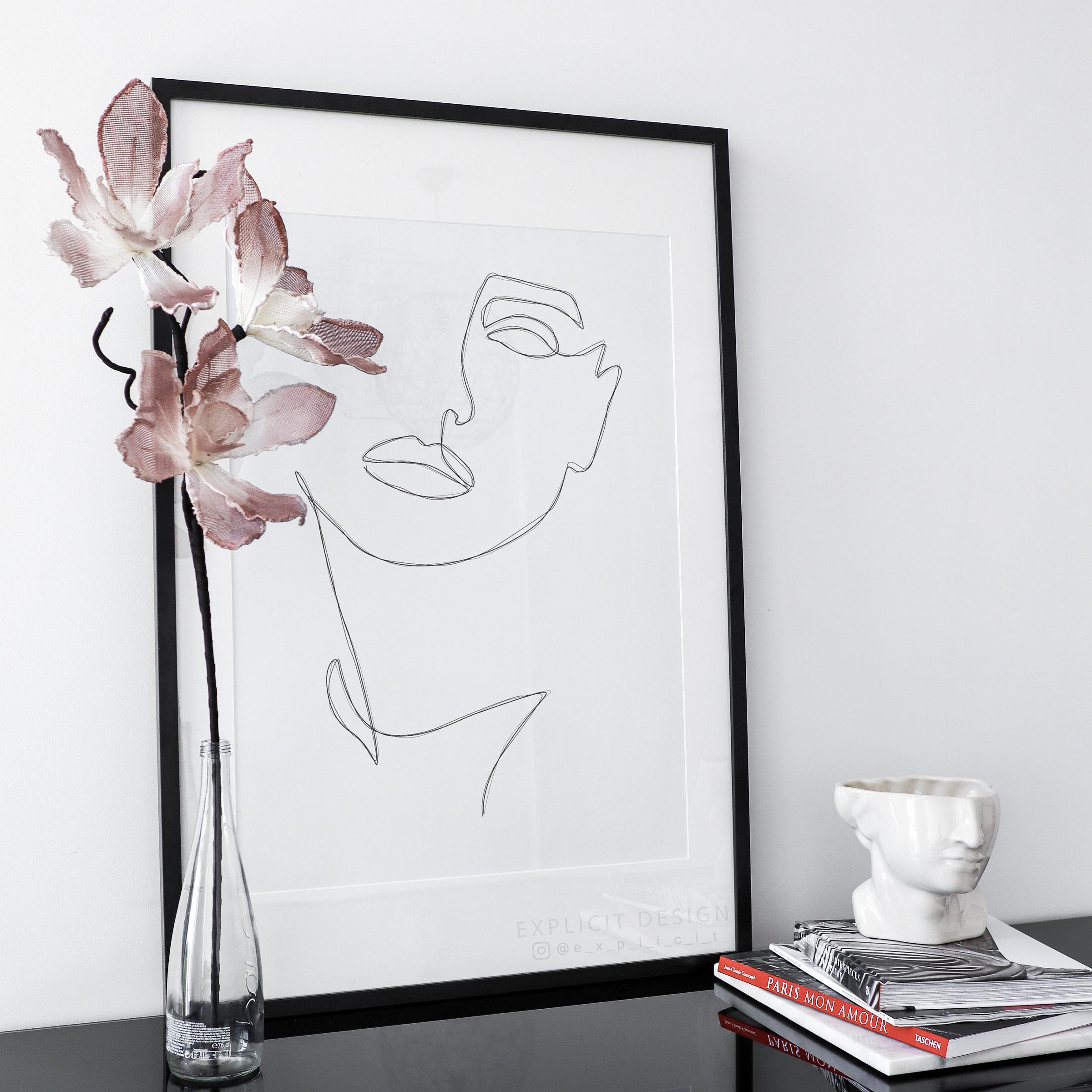 Abstract One-line Feminine Face Printable, Minimalist Woman Art, Fine ...
