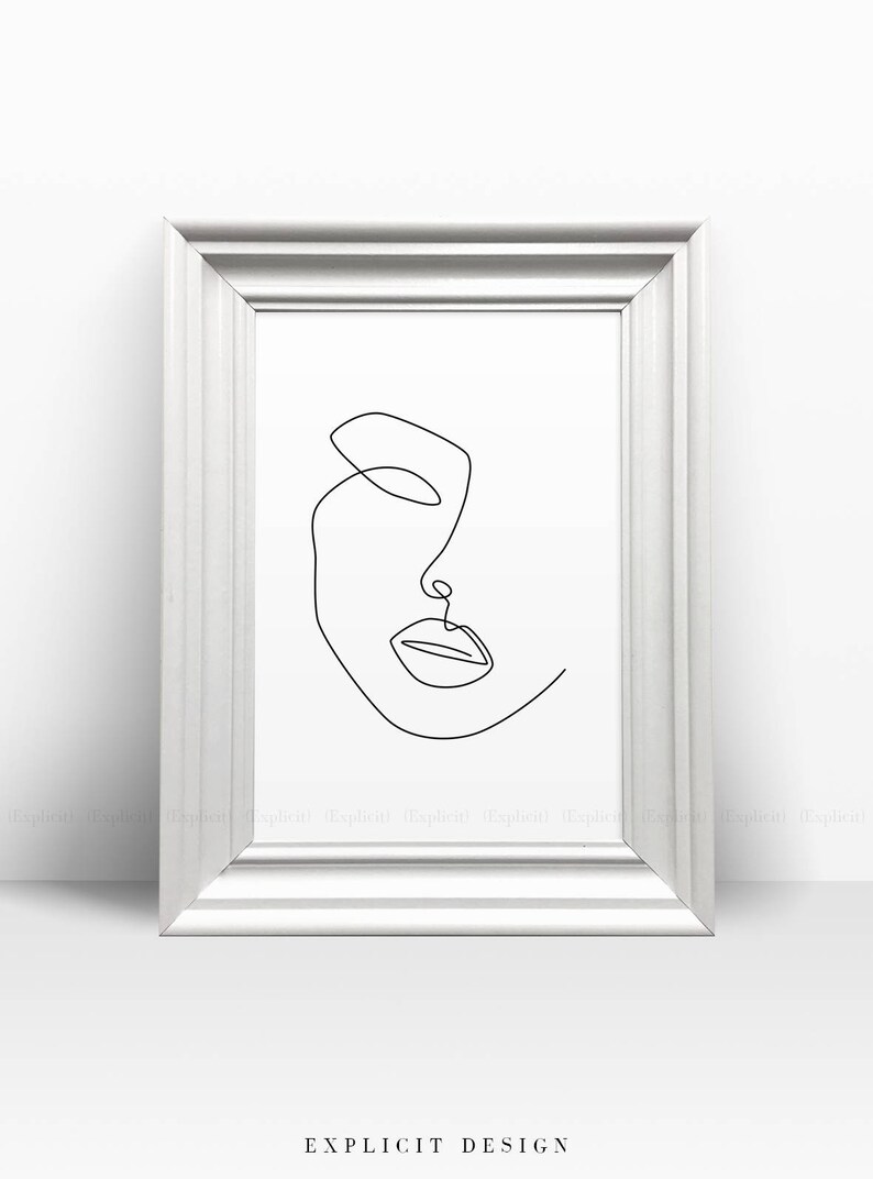 Abstract Face Printable One Line Print Black White Artwork - Etsy