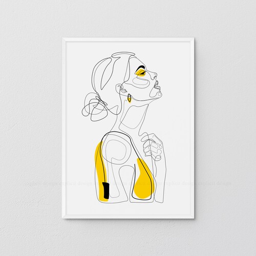 Abstract Line Illustration Minimal Face Drawing In Lines Etsy