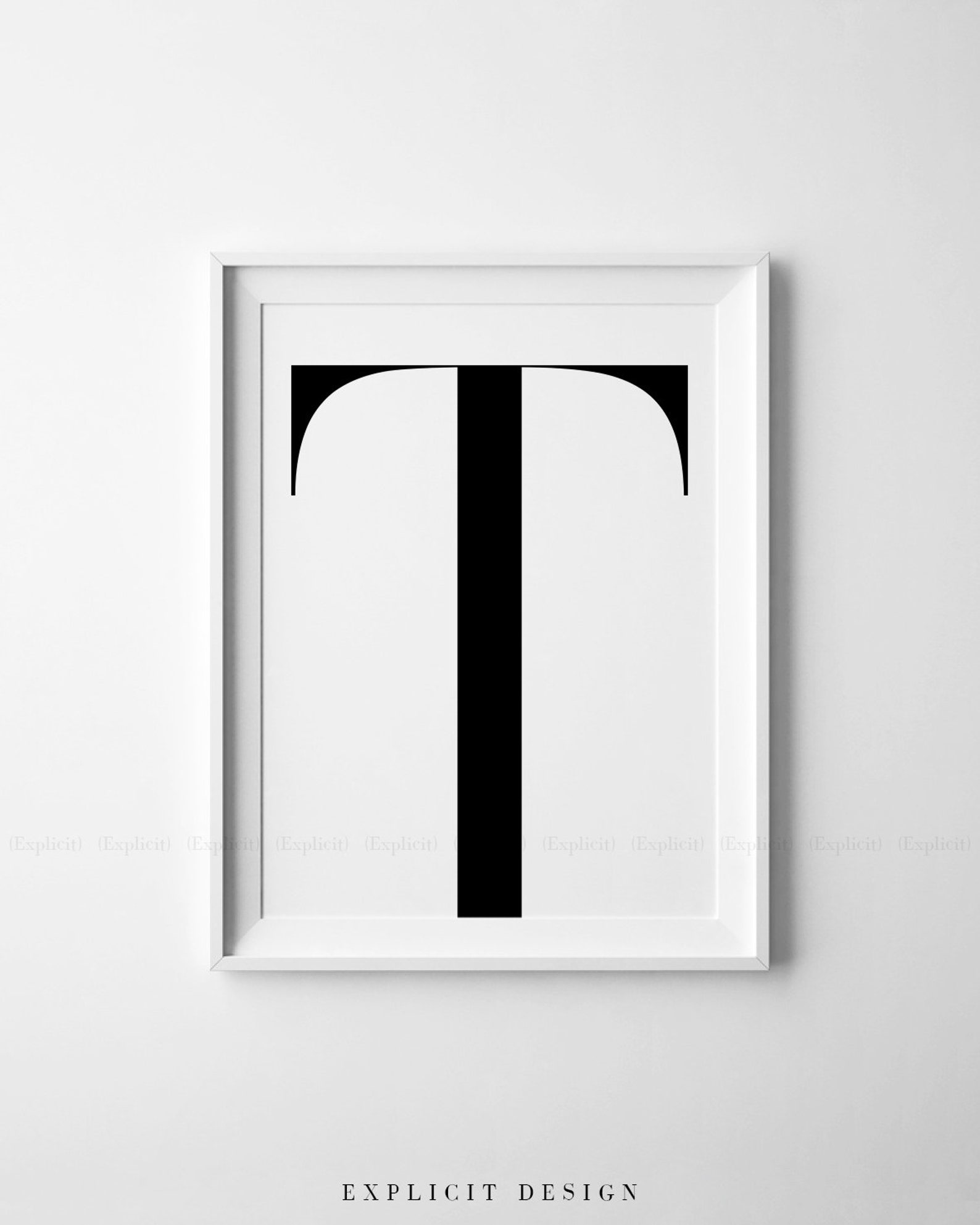 Capital T Letter Printable Complementing Poster Black White - Etsy