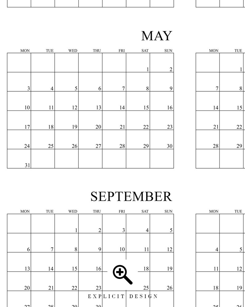 Printable Fillable 2021 Wall Calendar Minimalist Year | Etsy