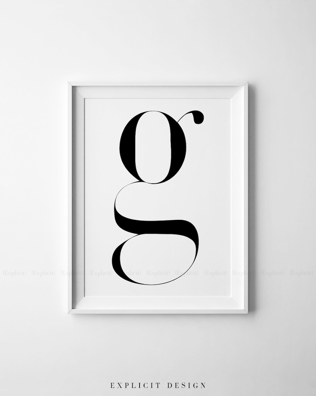 Small G Letter Printable, Bold Character Poster, Black White Initials ...