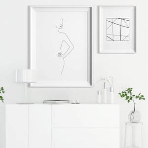 Abstract Woman Printable, Minimalist Body Face Profile Art, Simple ...