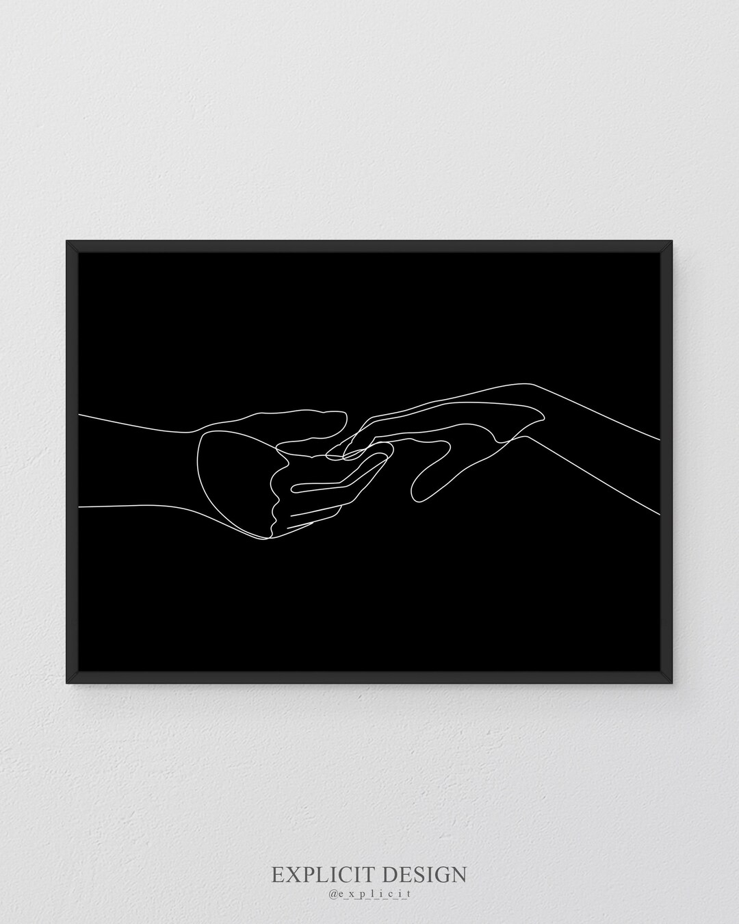 Printable Hand Holding Contour Drawing in Line, Proposing Hands Gesture ...