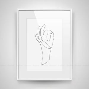 Printable Hand Gesture Illustration Set of 3, Continuous Line Print ...