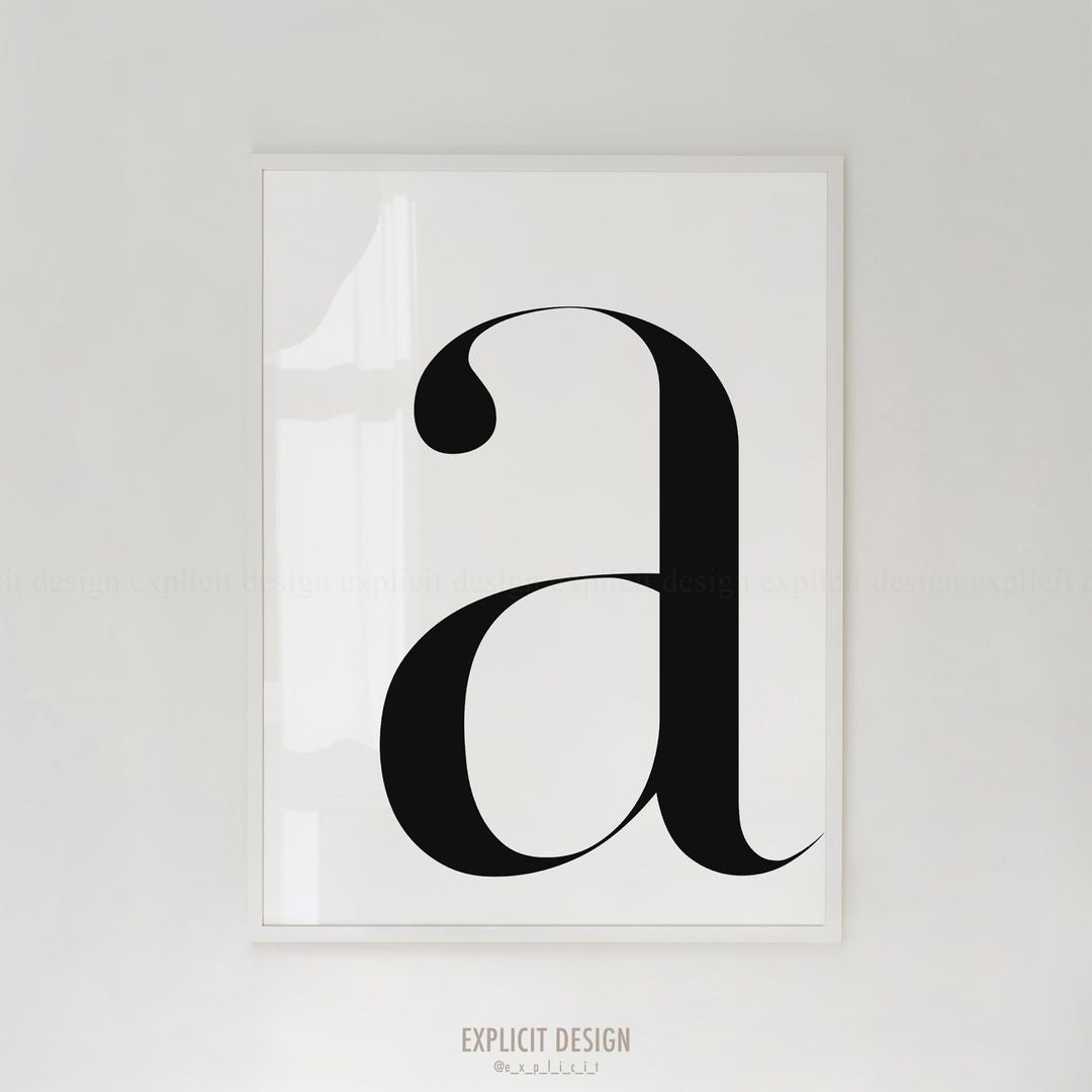 Printable Letter A, Monochrome Poster, Black and White Initials Print ...