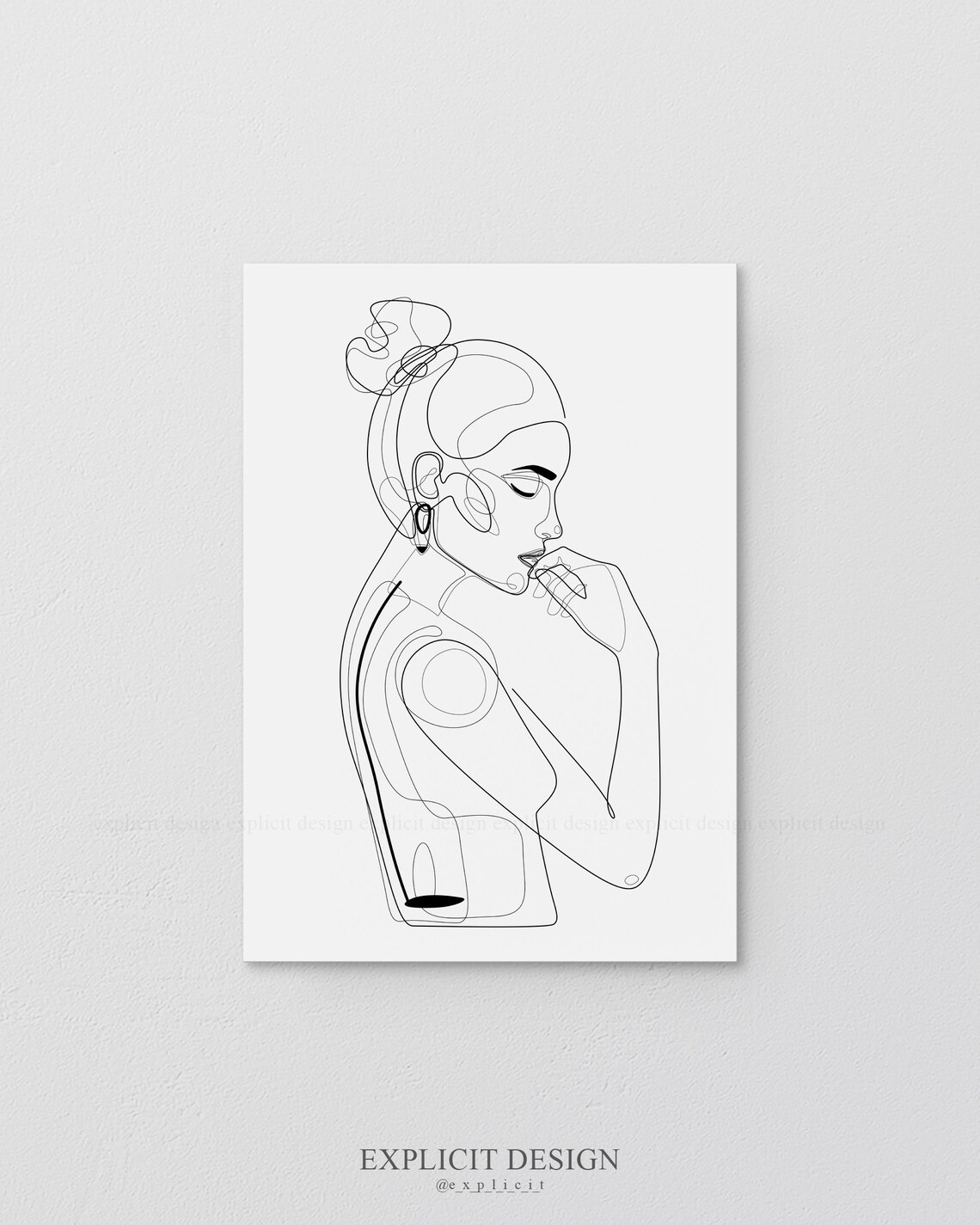 Printable Female Portrait Line Illustration Minimal Face - Etsy