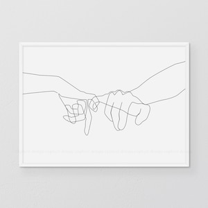 Pinky Swear Printable, One Line Drawing Print, Black White Hands Artwork, Hand Poster, Original ...