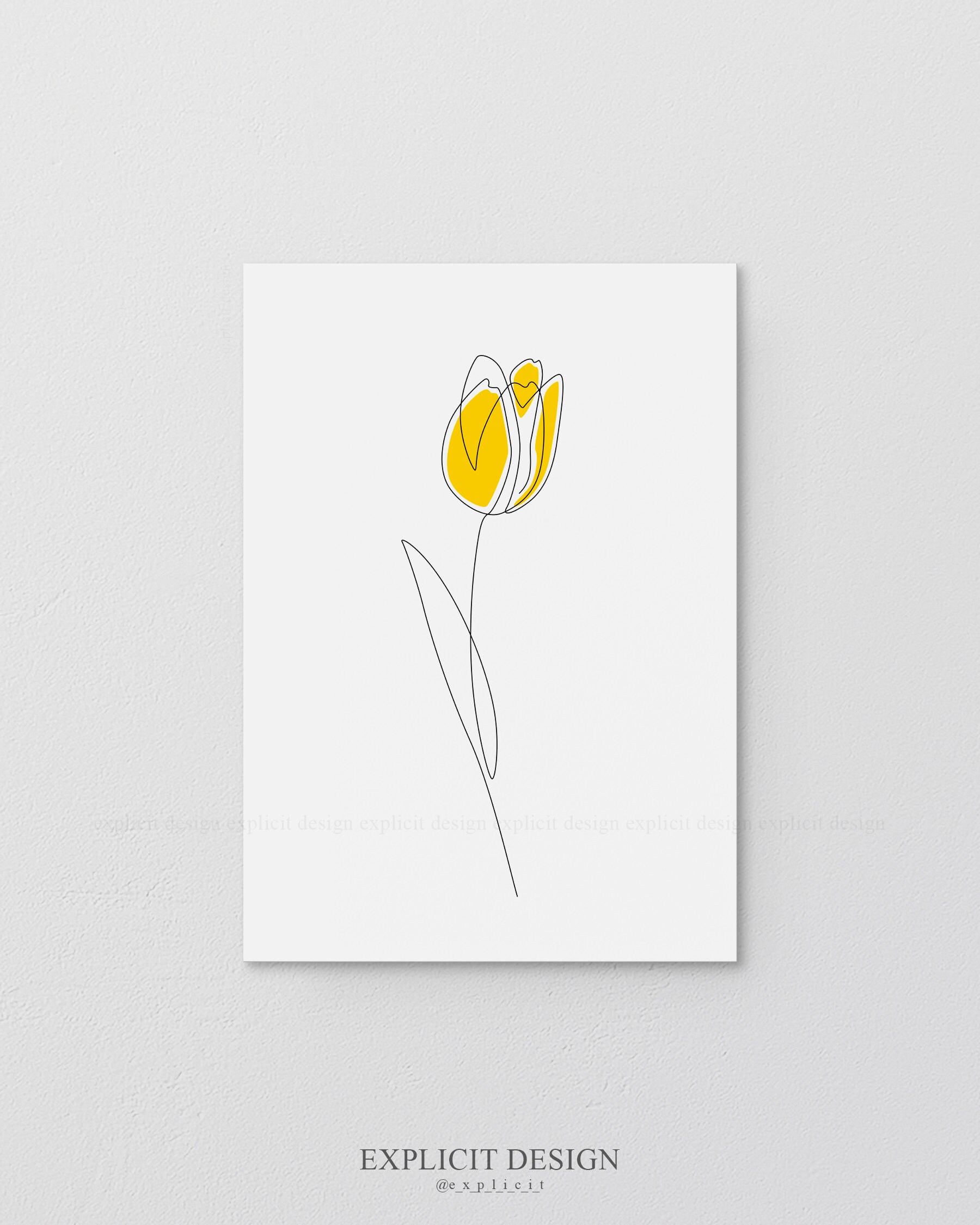 One Line Tulip Drawing Printable Abstract Minimalist Art - Etsy