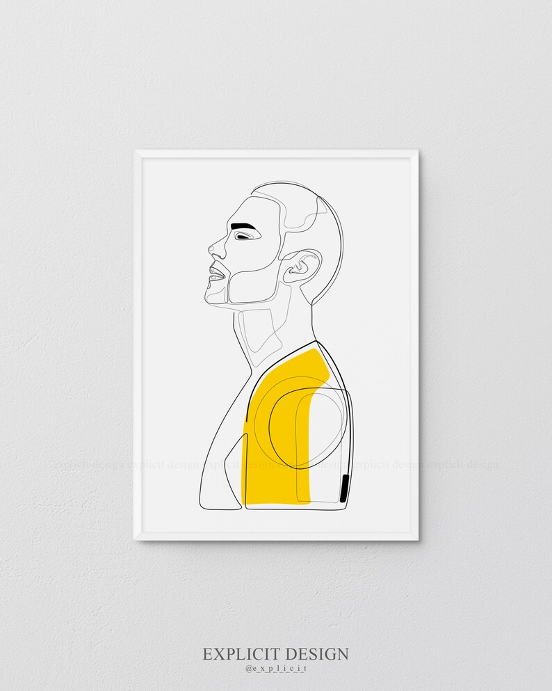 Printable Male Portrait Line Drawing Manly Minimal Figurative - Etsy