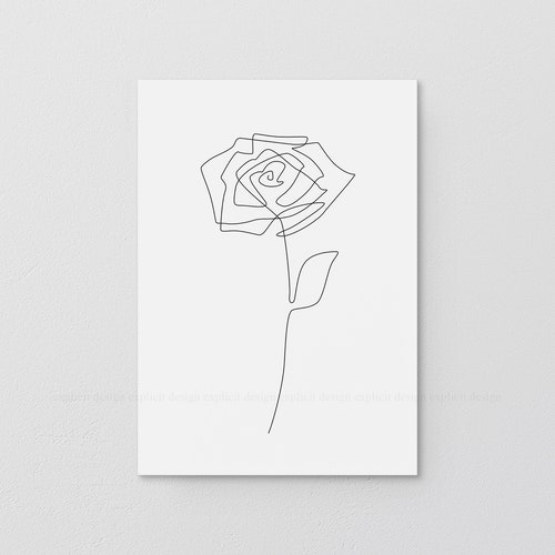 Rose Drawing Printable Abstract Minimalist Art Thin White - Etsy UK