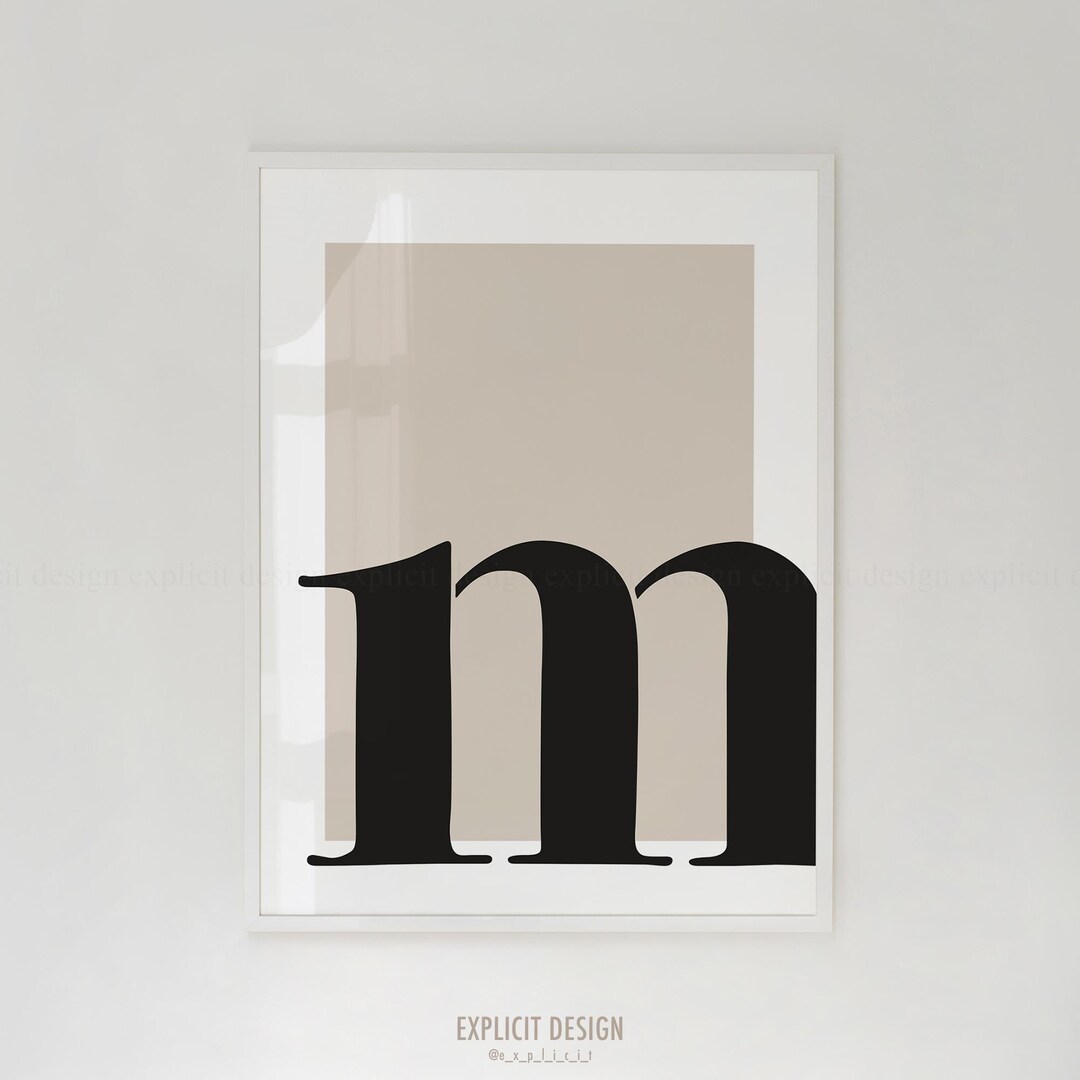 Bold Lowercase Letter M Printable Art | Neutral Small Initials Print ...