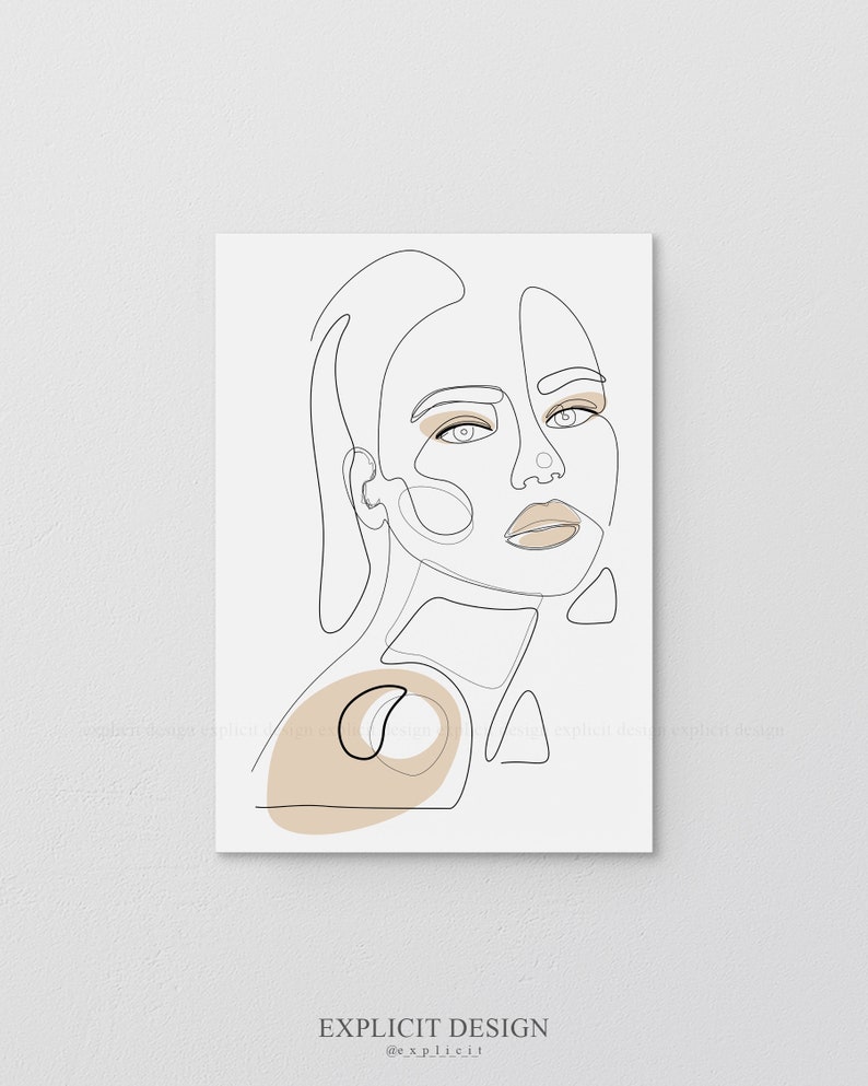 Printable Girl Portrait Line Illustration Abstract Minimalism | Etsy