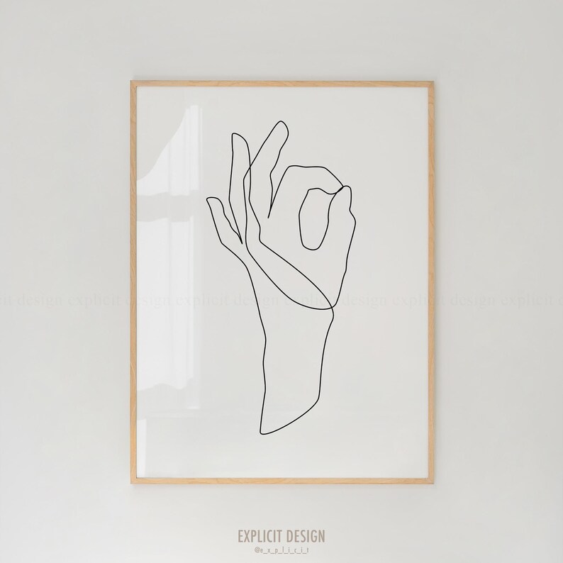 Printable OK Hand Gesture Line Drawing, Black and White Hands Artwork ...