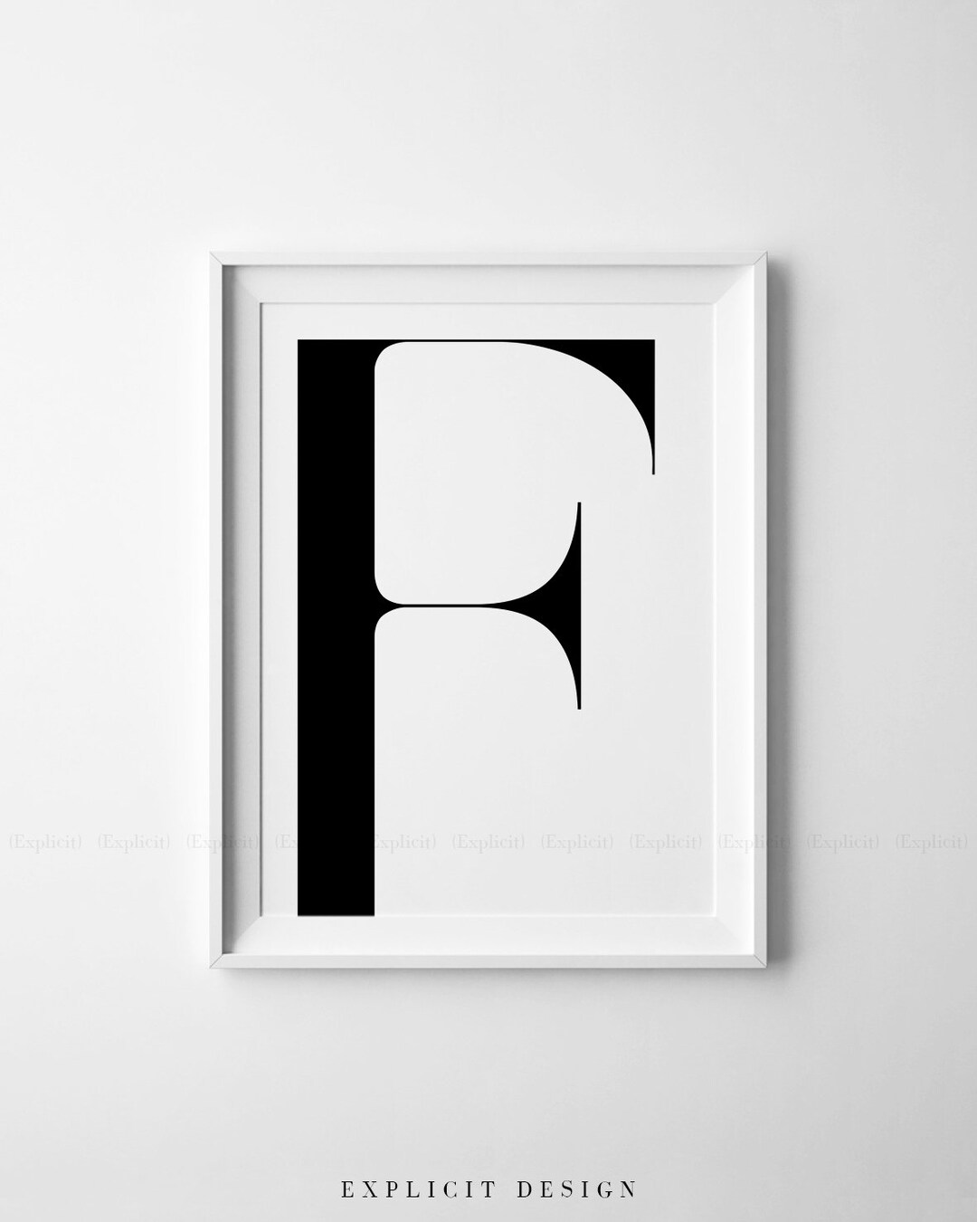 Large Capital F Letter Printable, Complementing Poster, Black White ...