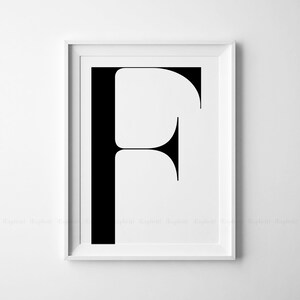 Large Capital F Letter Printable, Complementing Poster, Black White ...