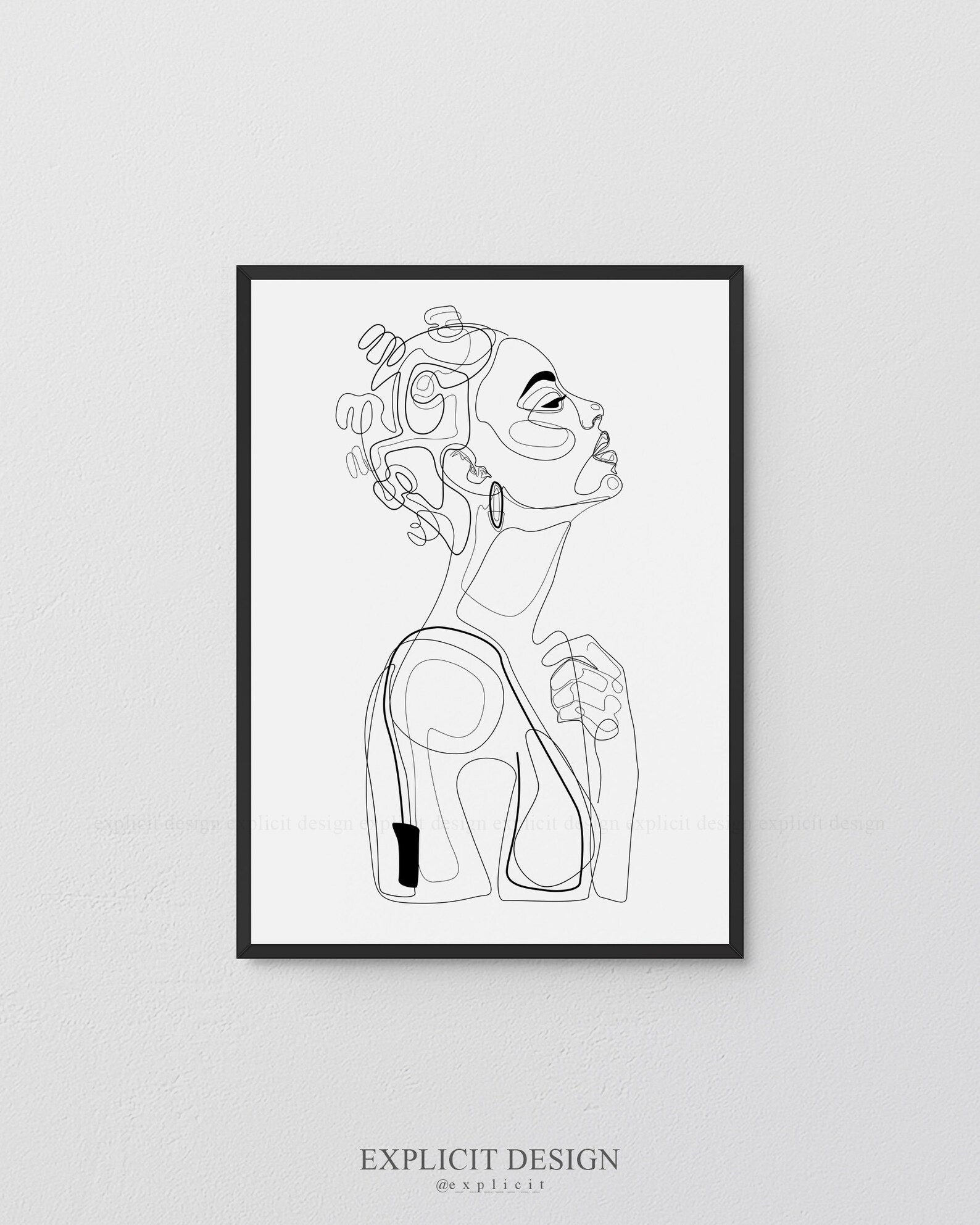 Abstract Portrait Line Illustration Minimal Face Drawing in - Etsy