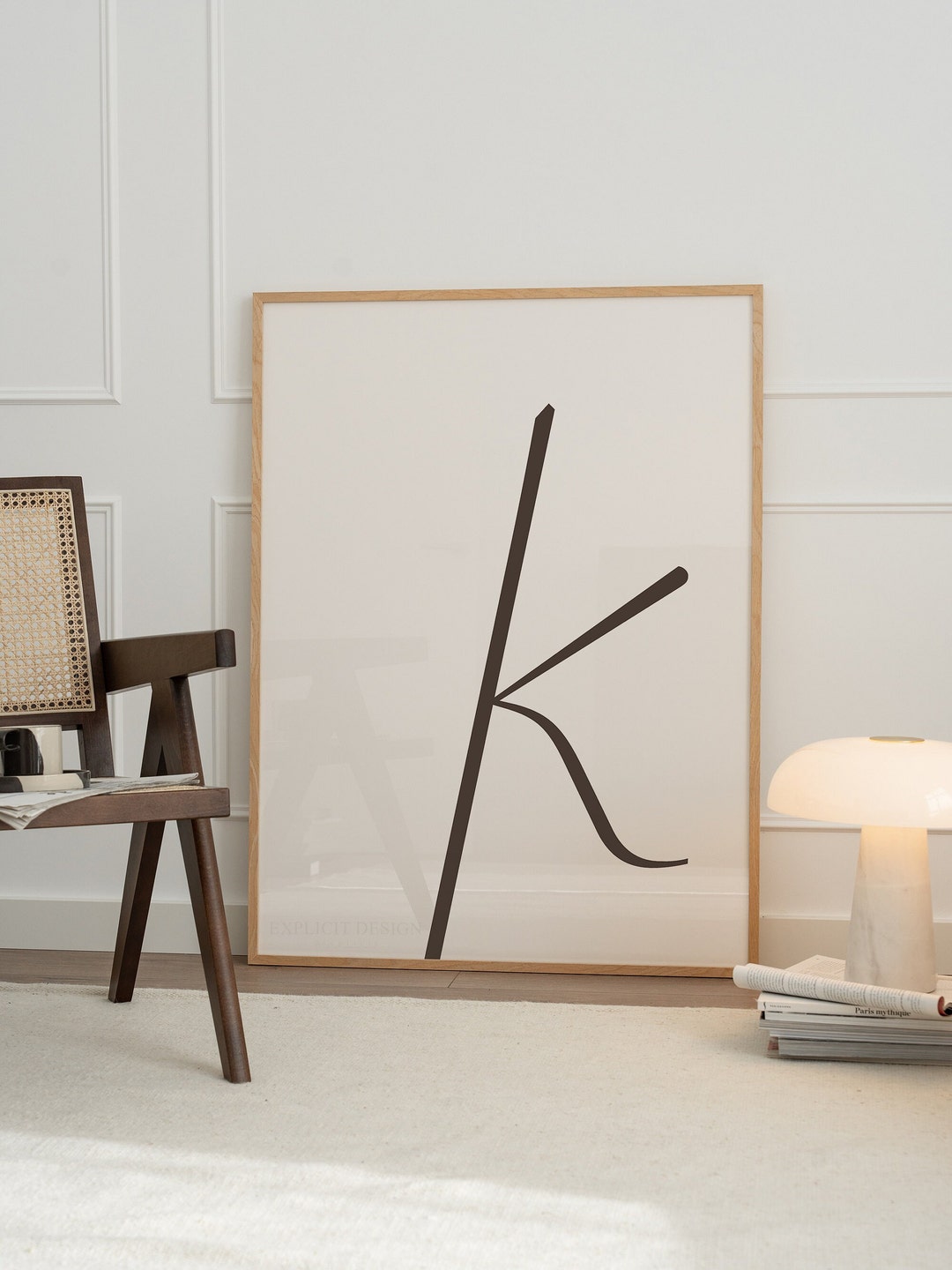 Letter K Print: Large Neutral Initial Art (digital Download) - Etsy