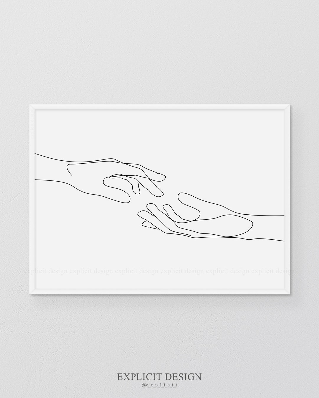 Minimalist Hands Line Art Print: Couple Fine Art Sketch (digital ...