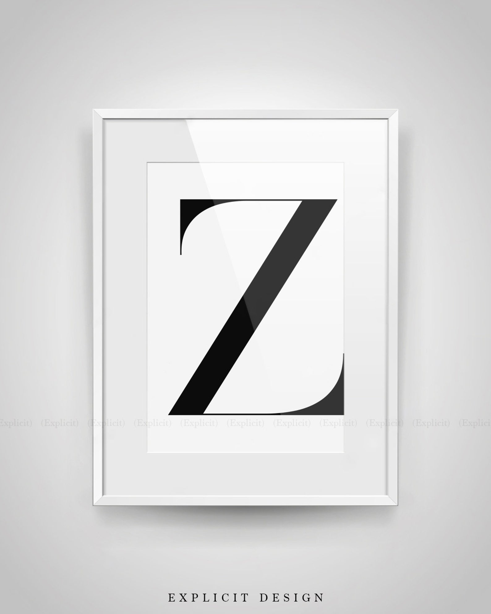 Large Z Letter Printable Monochrome Poster Black and White - Etsy