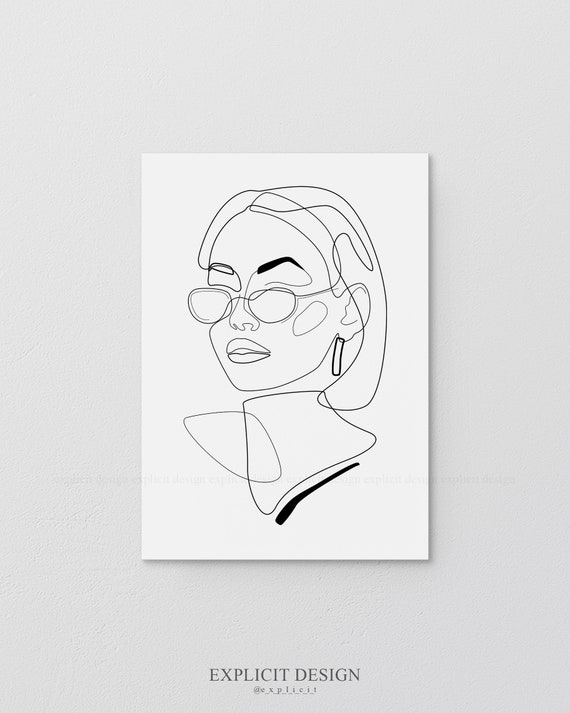 Printable 90s Inspired Drawing Female Face Lines | Etsy