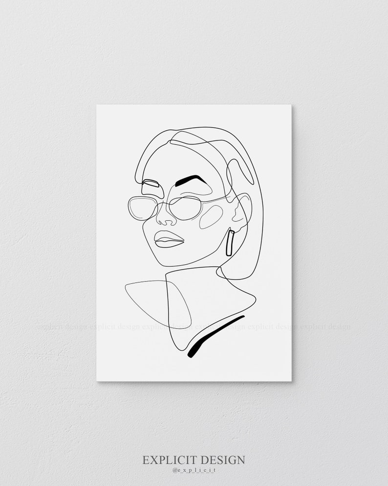 Printable 90s Inspired Drawing Female Face Lines | Etsy