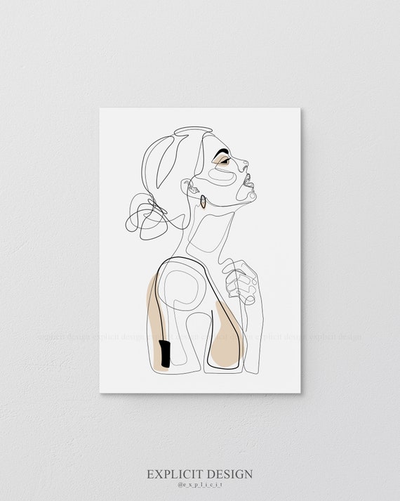 Abstract Line Illustration Minimal Face Drawing In Lines Etsy