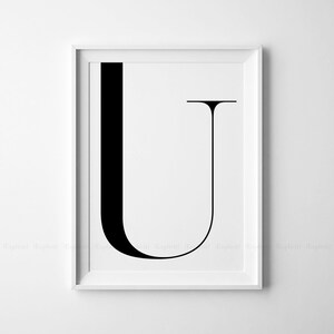 Printable Capital Letter U, Bold Geometric Initial Poster, Large Black ...