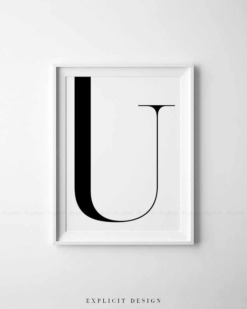 Printable Capital Letter U Bold Geometric Initial Poster | Etsy