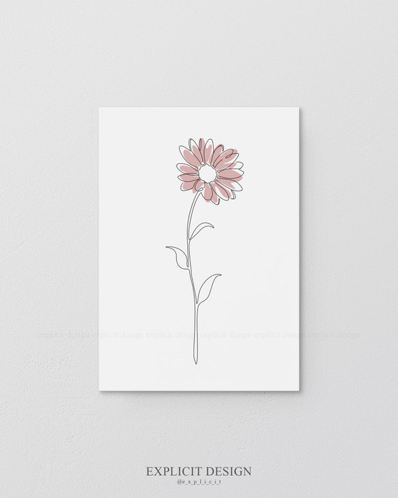 Pink Daisy Drawing